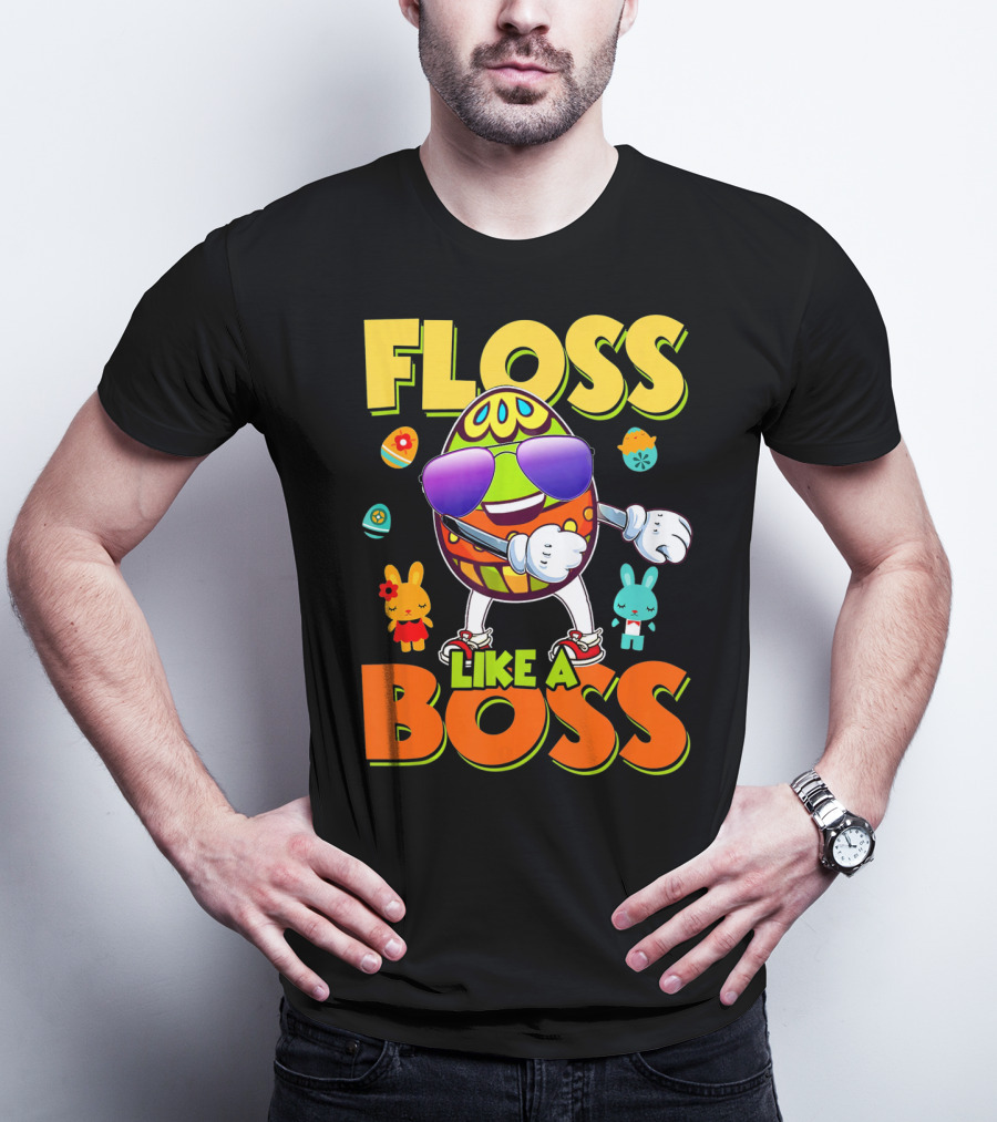 Floss Like A Boss Easter Egg With Kids And Bunnies T-Shirt