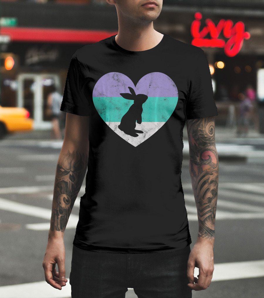 Rabbit Heart With Pride Flag Colors T-Shirt