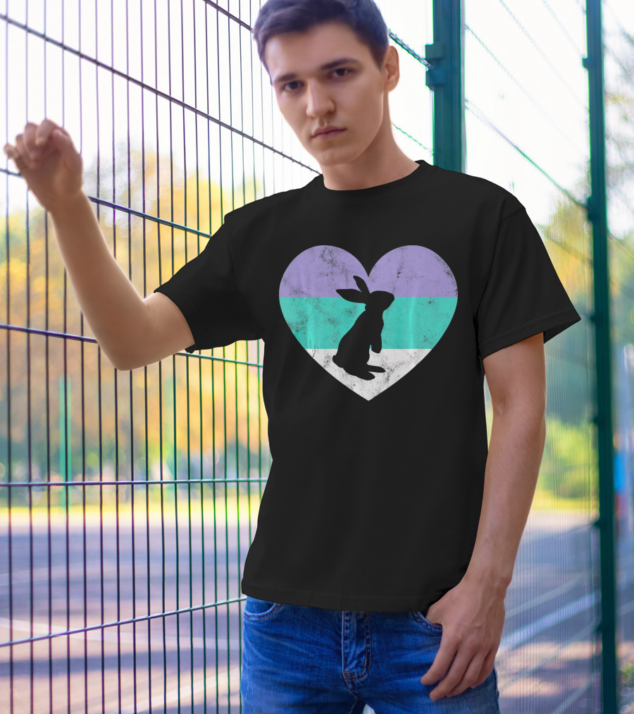 Rabbit Heart With Pride Flag Colors T-Shirt