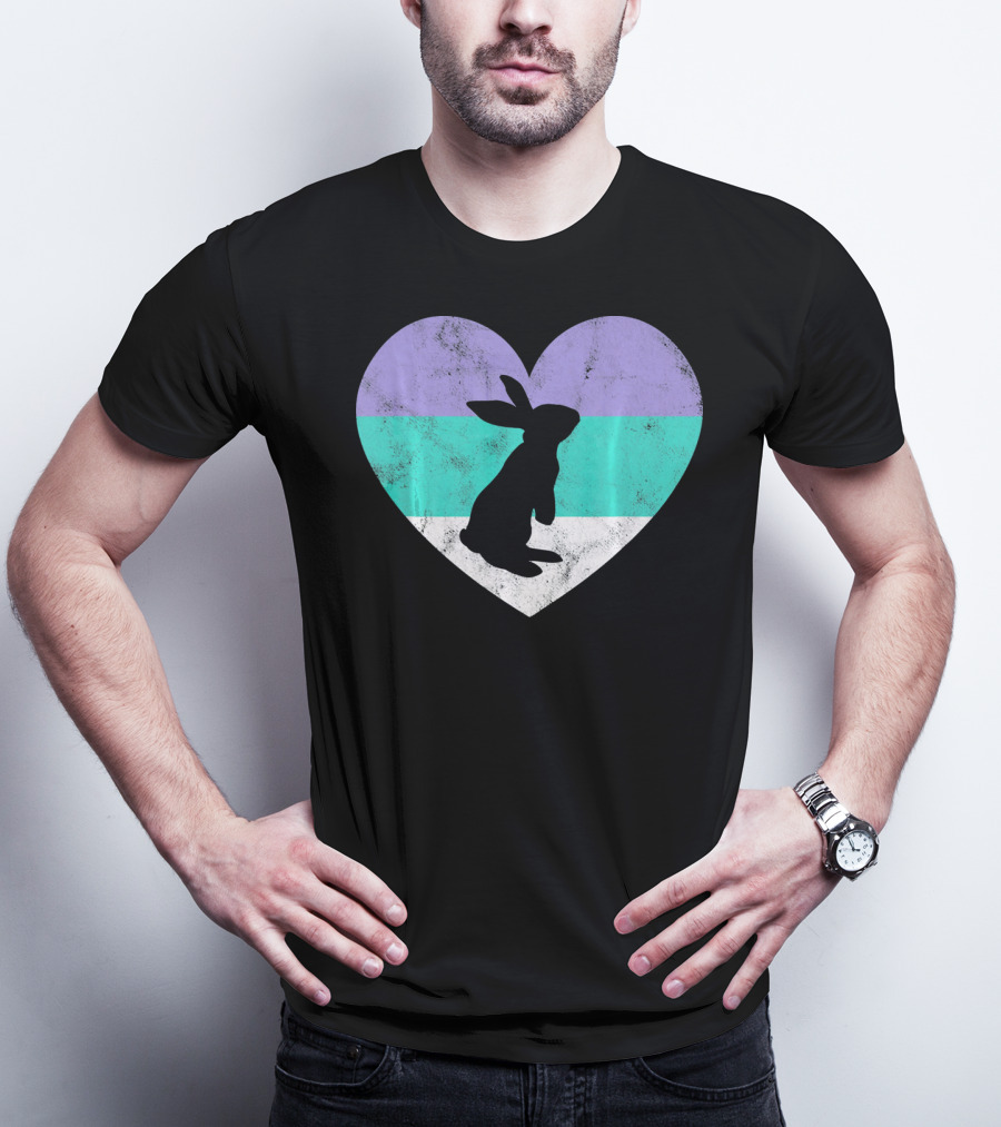 Rabbit Heart With Pride Flag Colors T-Shirt