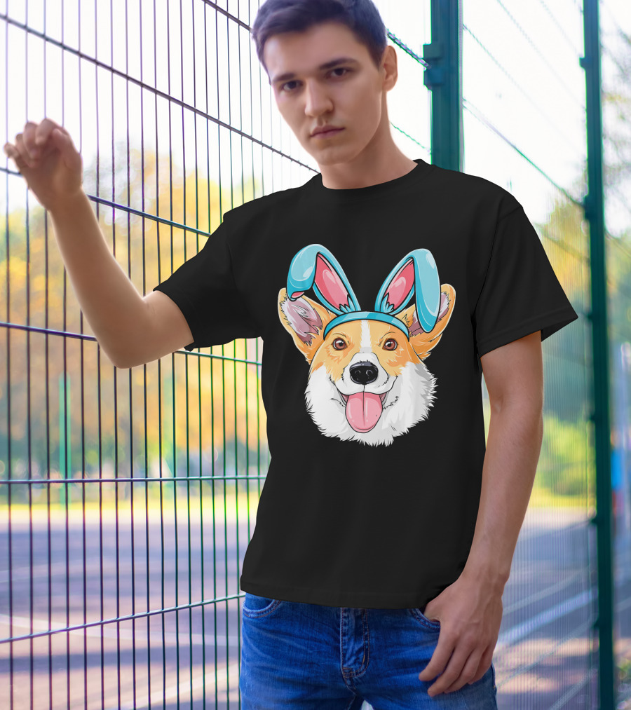 Easter Bunny Ears Corgi Dog T-Shirt