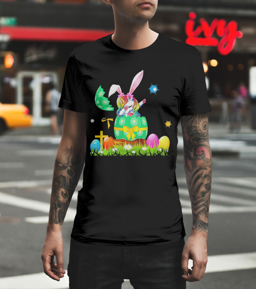 Unicorn Bunny Easter Egg Starry Spring T-Shirt