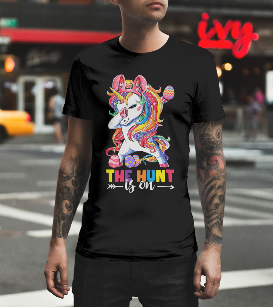 Easter Dabbing Unicorn Bunny The Hunt Is On T-Shirt