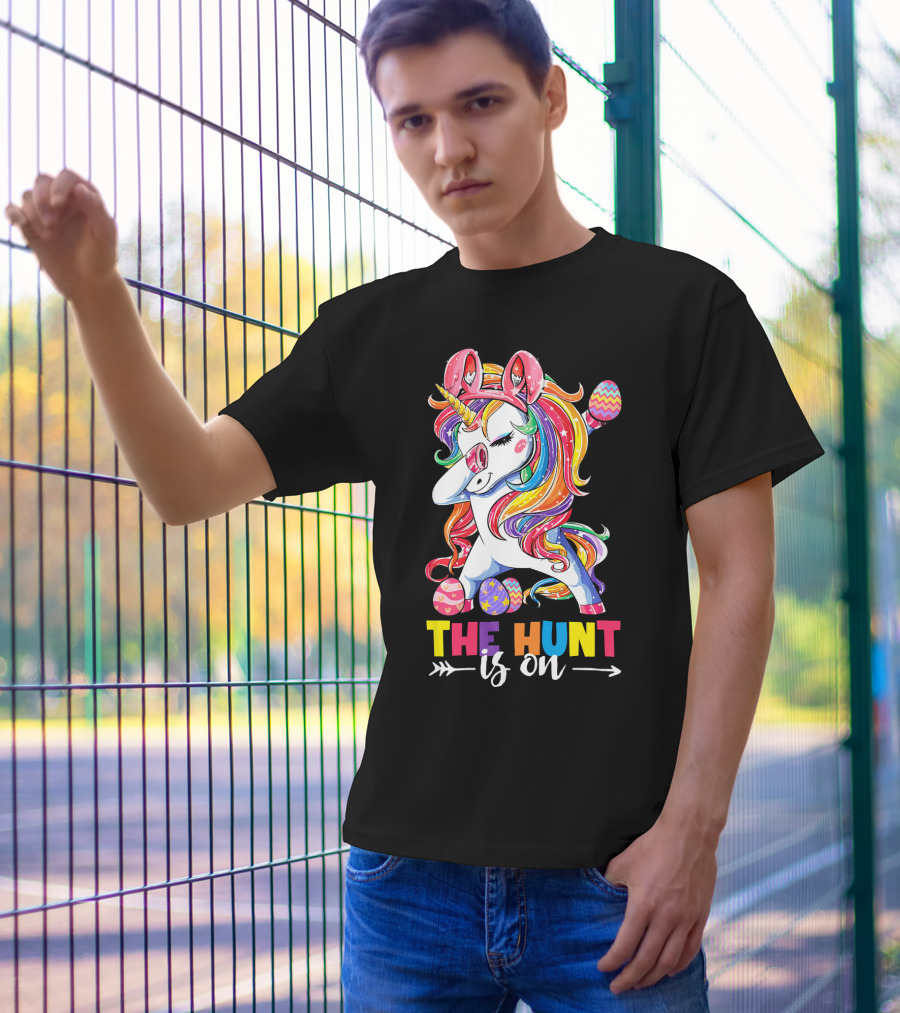 Easter Dabbing Unicorn Bunny The Hunt Is On T-Shirt