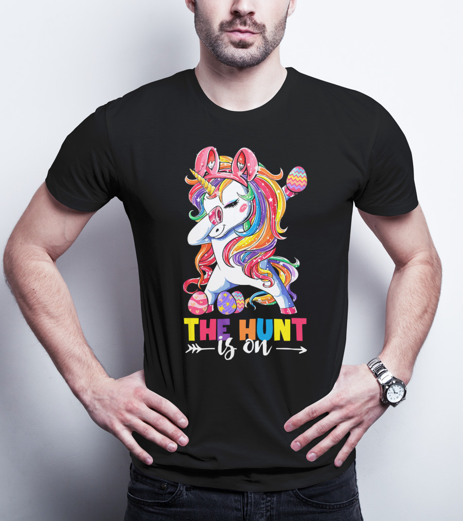 Easter Dabbing Unicorn Bunny The Hunt Is On T-Shirt