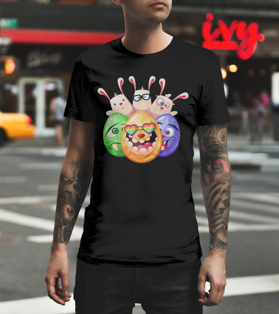 Three Easter Emoji Eggs With Funny Bunny Rabbits T-Shirt