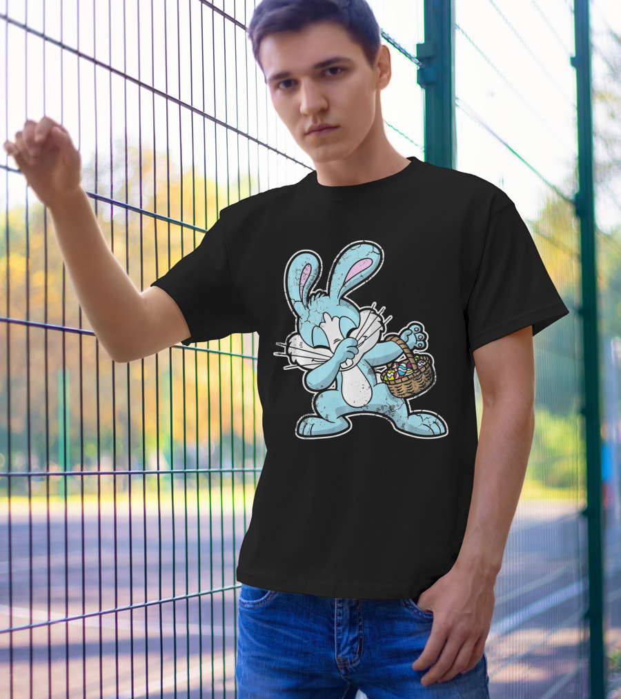 Dabbing Easter Bunny With Basket Of Eggs T-Shirt