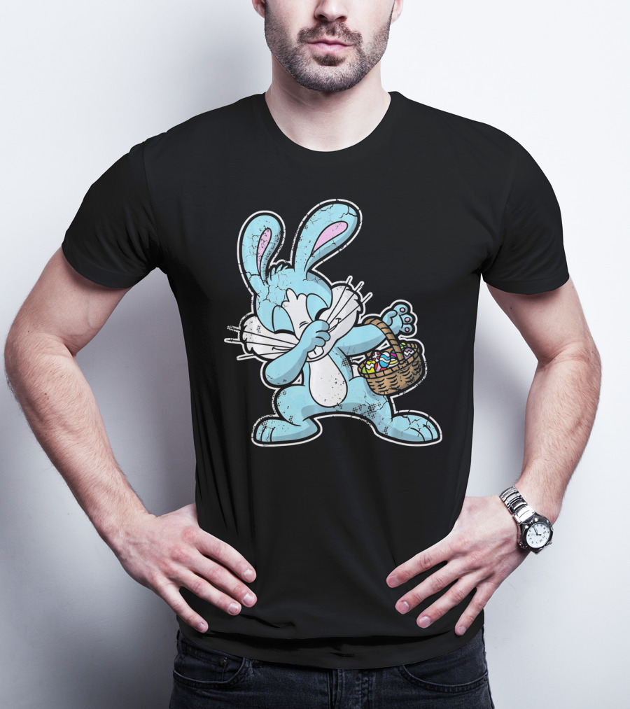 Dabbing Easter Bunny With Basket Of Eggs T-Shirt