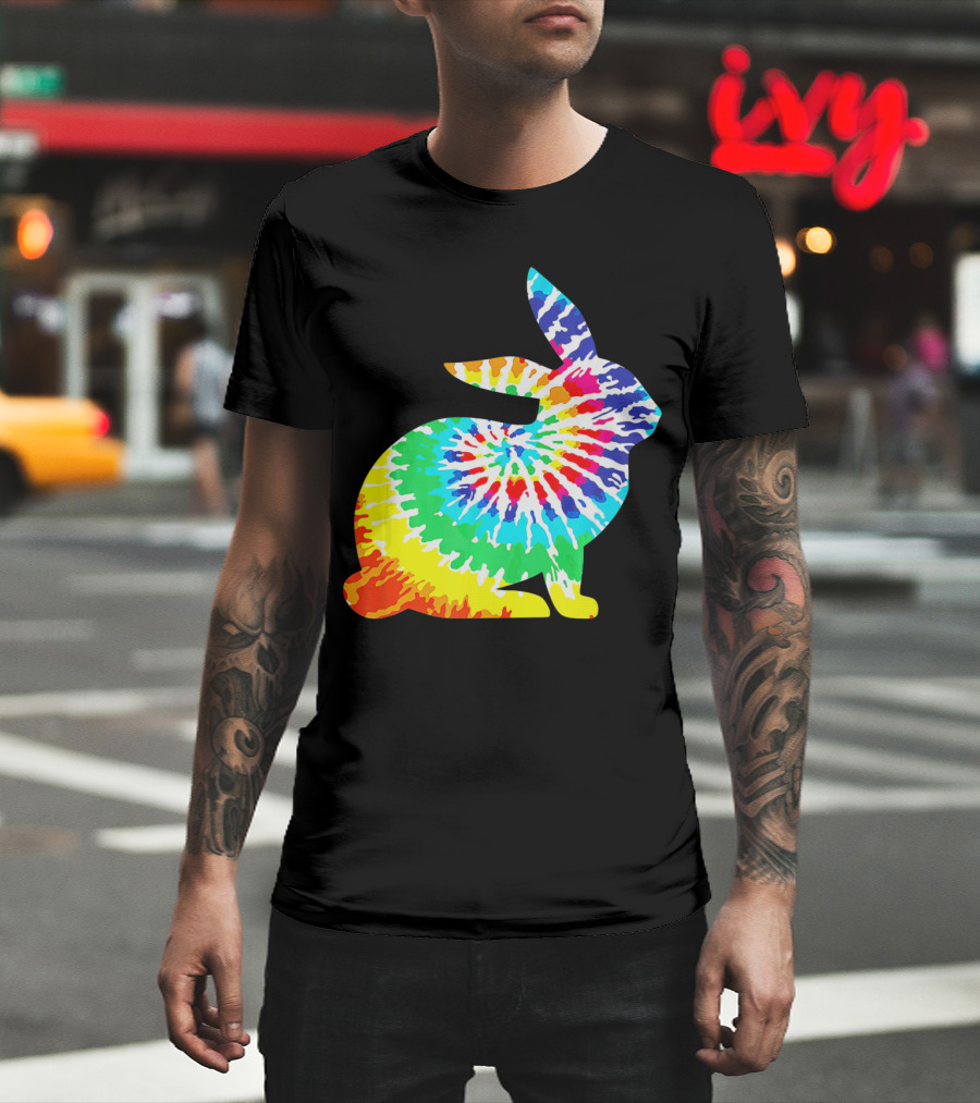 Tie Dye Rabbit Colorful Spiral Tie Dyed T-Shirt