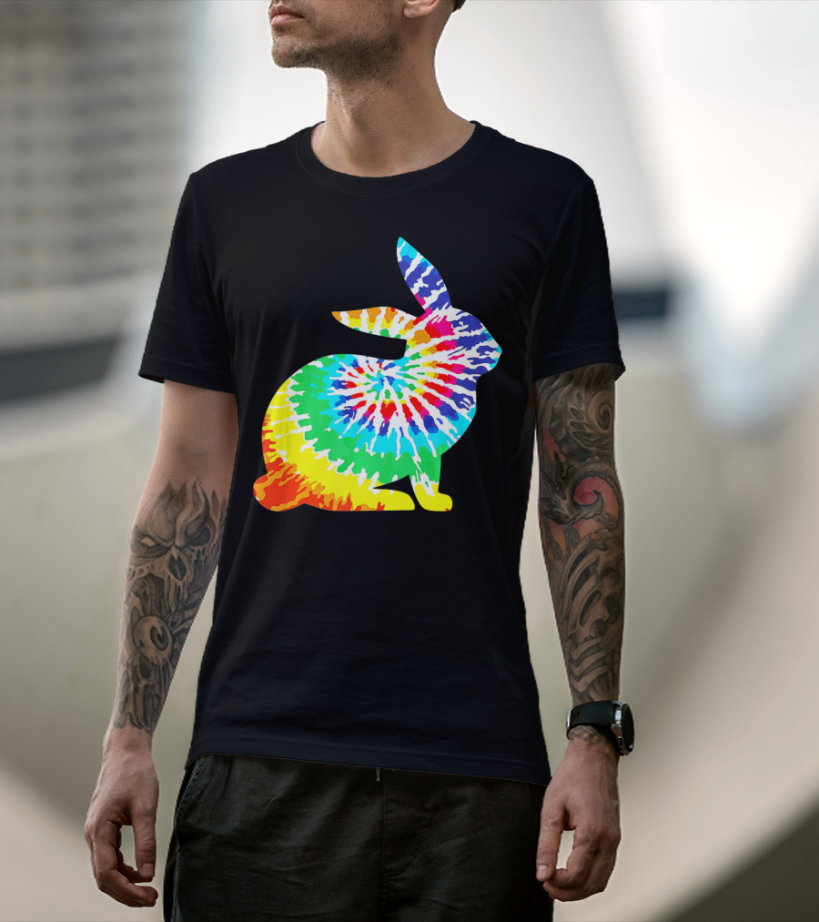 Tie Dye Rabbit Colorful Spiral Tie Dyed T-Shirt