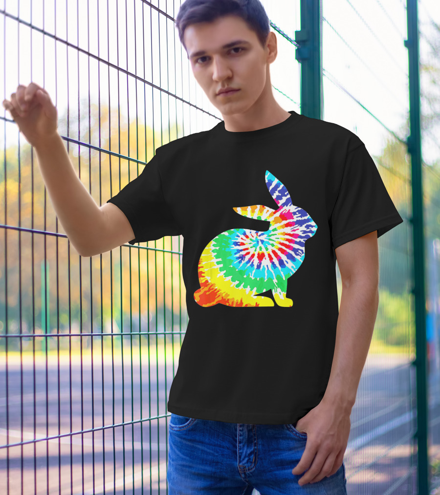 Tie Dye Rabbit Colorful Spiral Tie Dyed T-Shirt