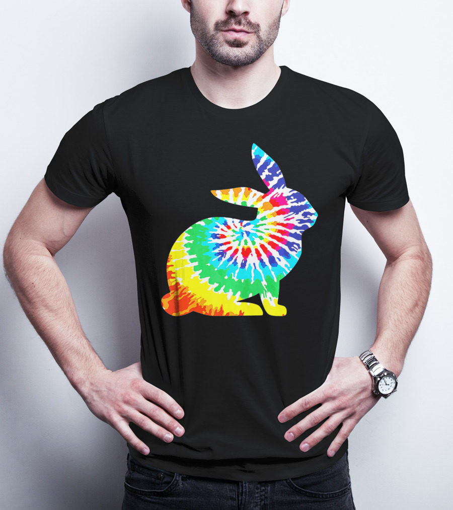 Tie Dye Rabbit Colorful Spiral Tie Dyed T-Shirt