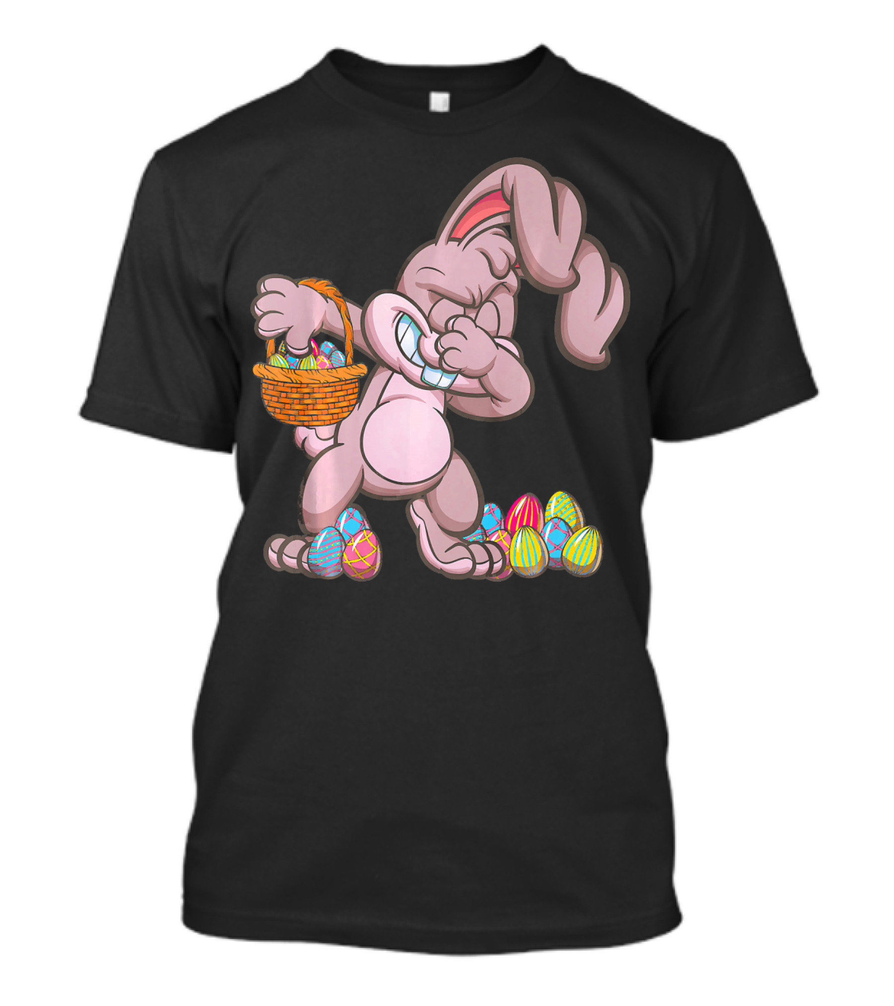 Happy Easter Dabbing Bunny With Basket And Eggs T-Shirt