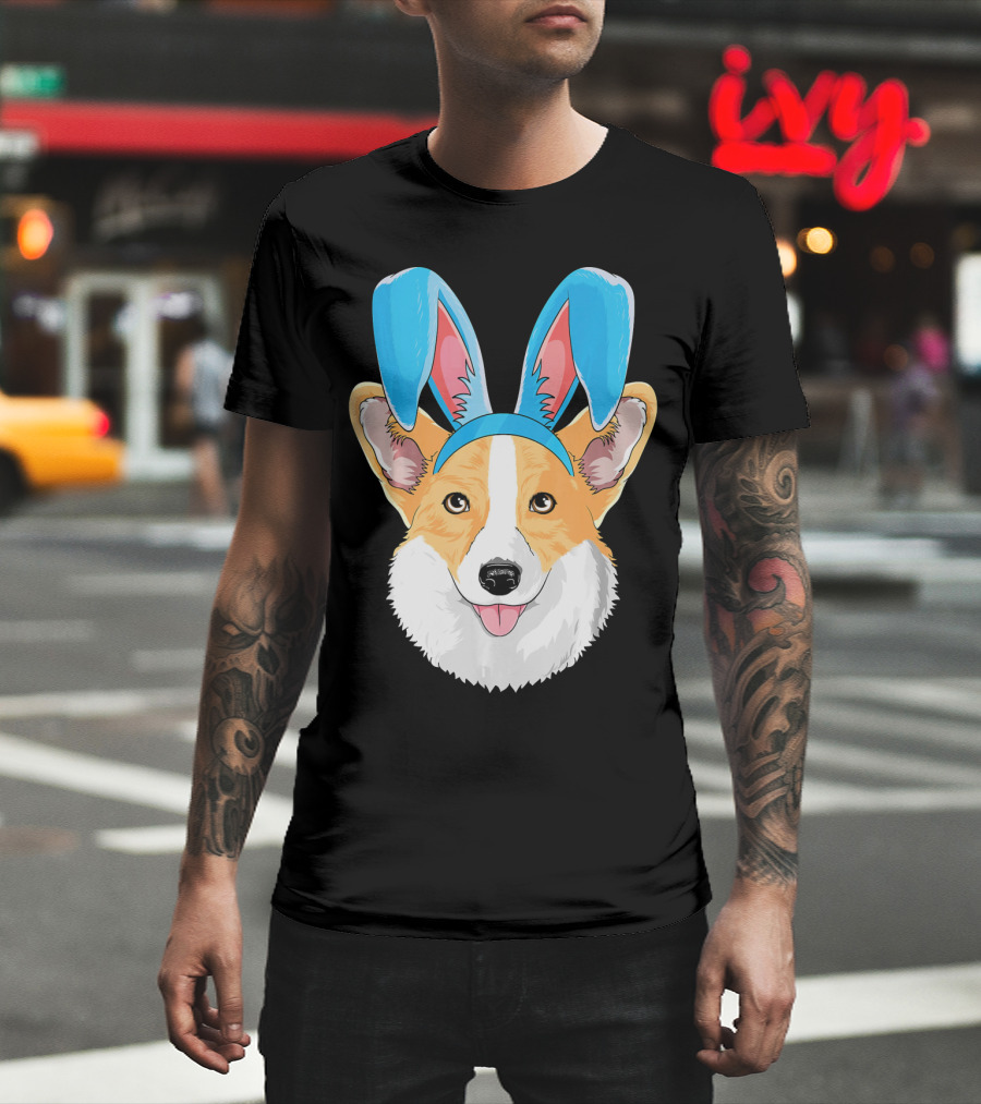 Easter Bunny Corgi Dog With Bunny Ears T-Shirt