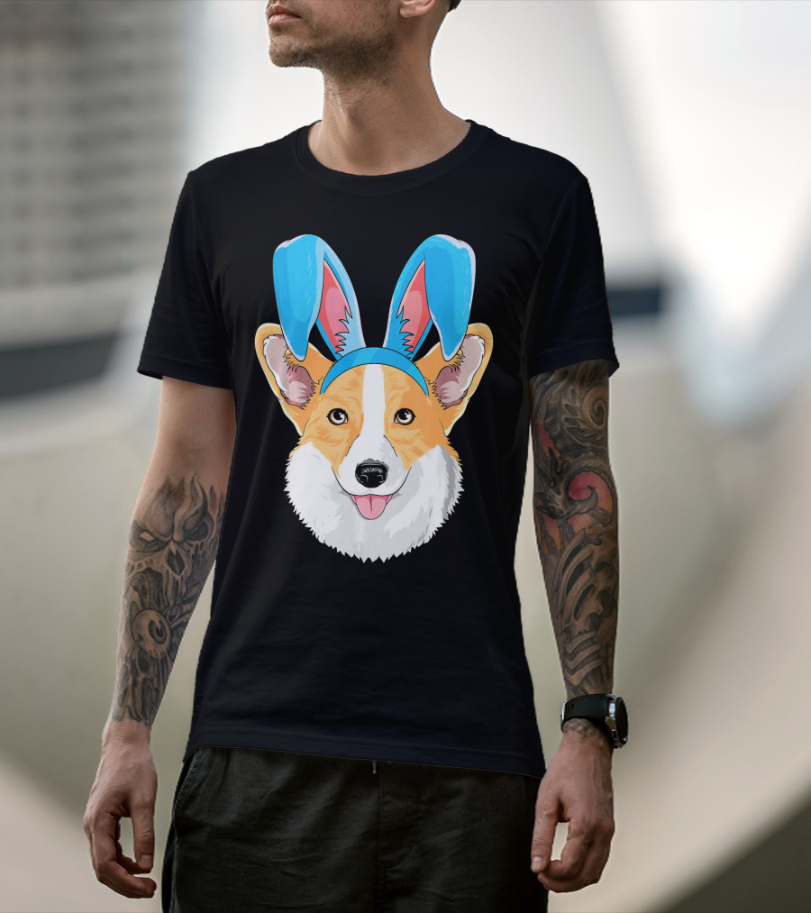 Easter Bunny Corgi Dog With Bunny Ears T-Shirt