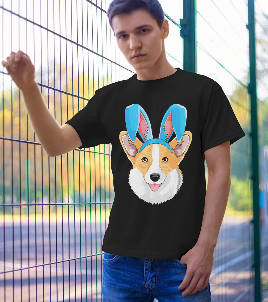 Easter Bunny Corgi Dog With Bunny Ears T-Shirt
