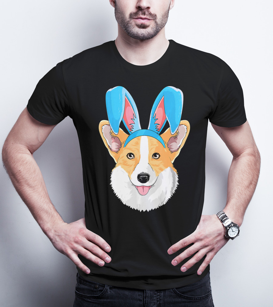 Easter Bunny Corgi Dog With Bunny Ears T-Shirt