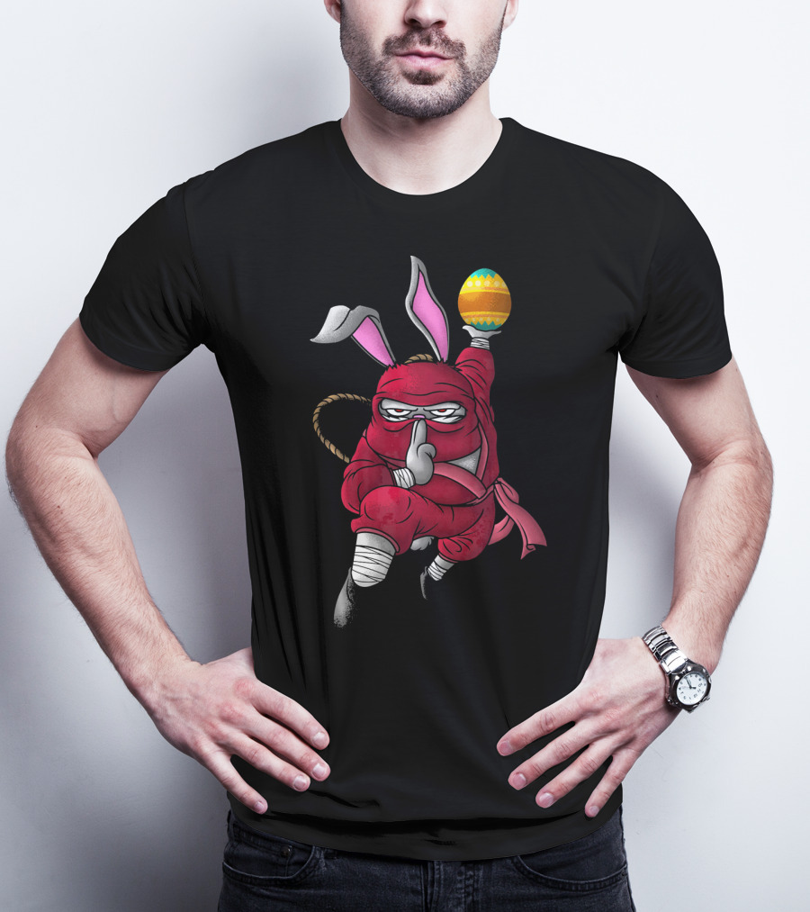 Easter Bunny Ninja With Cute Little Egg T-Shirt