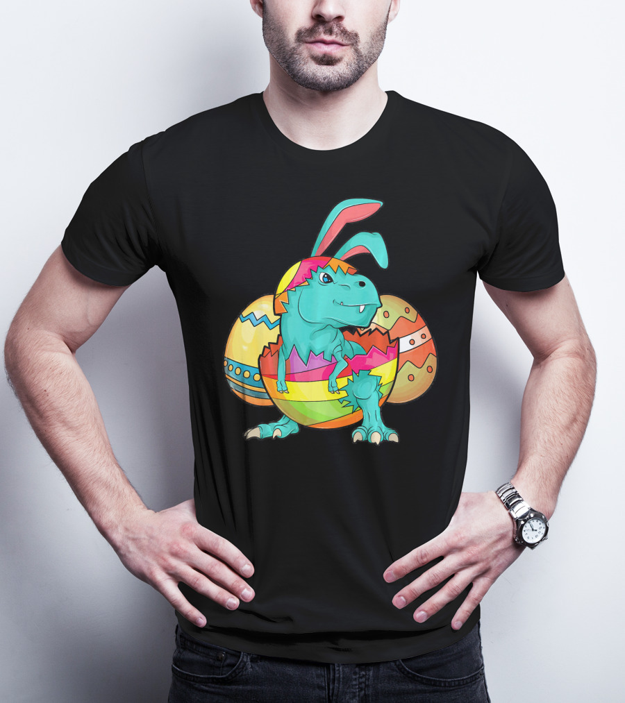 Easter Bunny Dinosaur Cute Rex Lover In Colorful Eggshell T-Shirt