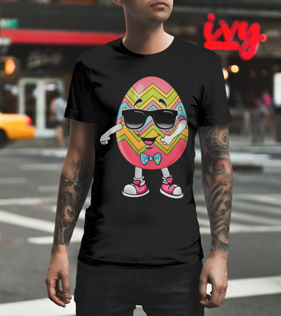 Floss Like A Boss Easter Egg Dance With Sunglasses And Bow Tie T-Shirt