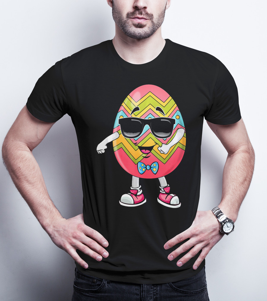 Floss Like A Boss Easter Egg Dance With Sunglasses And Bow Tie T-Shirt