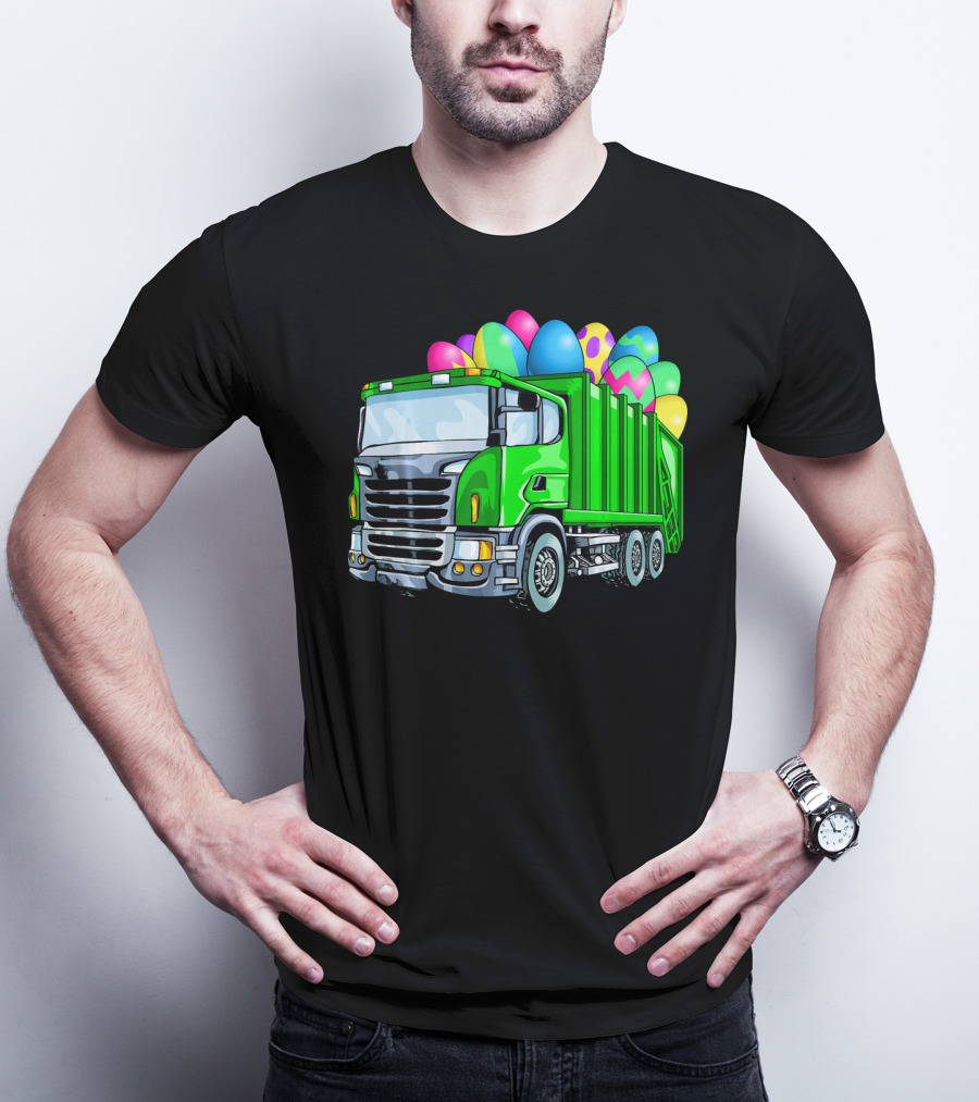 Easter Garbage Truck Men Kids Bo Easter Egg Hauler T-Shirt