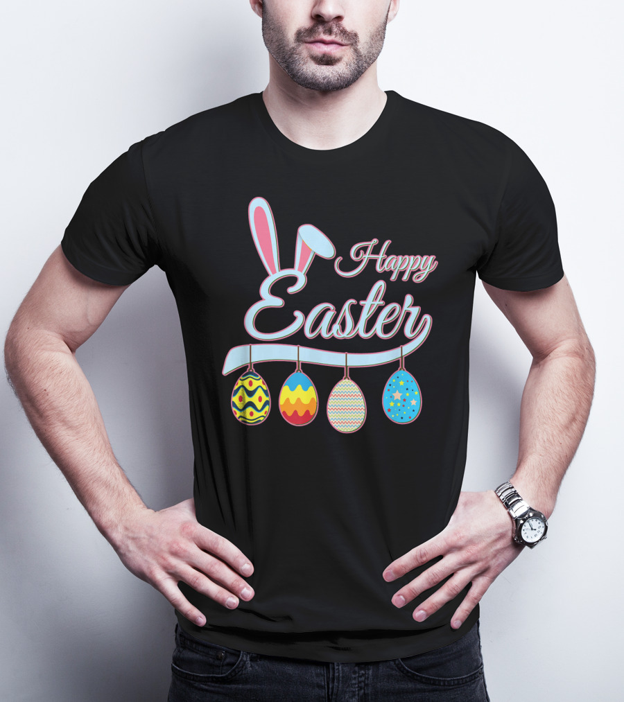 Happy Easter Bunny With Easter Eggs T-Shirt