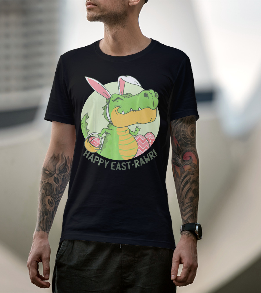 Happy East-RAWR Dinosaur Bunny T-Shirt