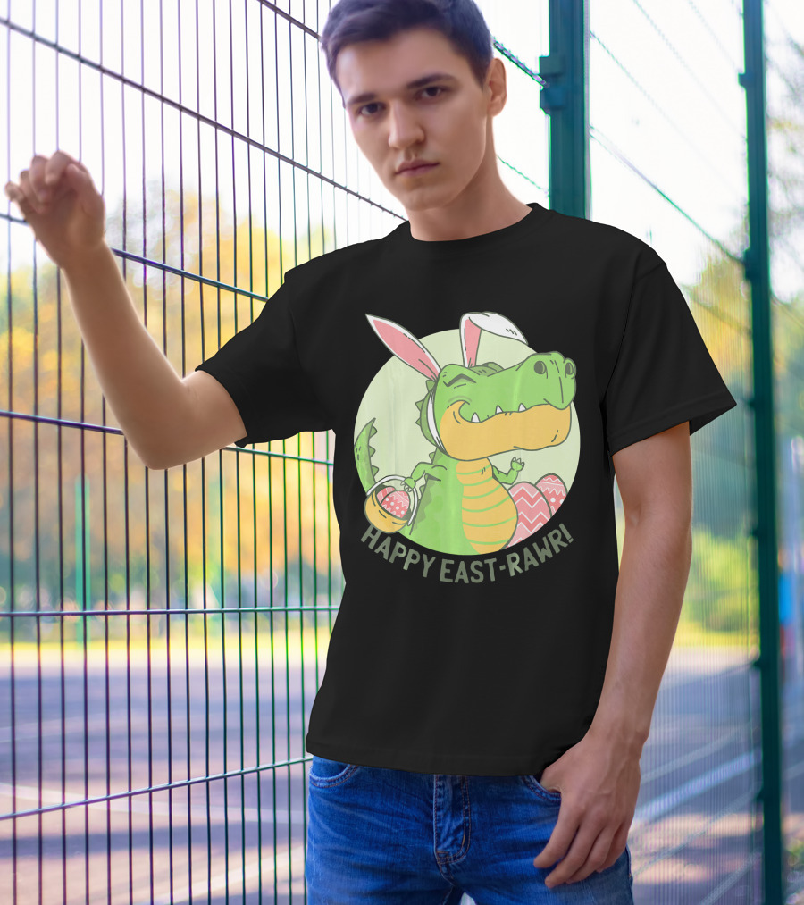 Happy East-RAWR Dinosaur Bunny T-Shirt
