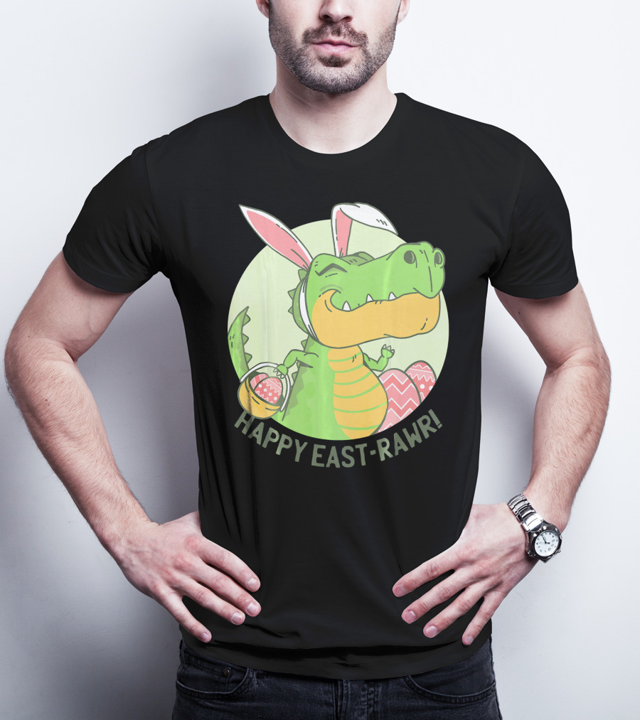 Happy East-RAWR Dinosaur Bunny T-Shirt