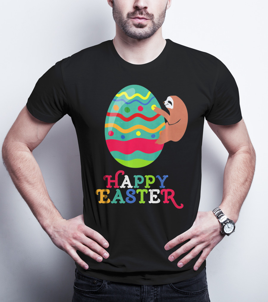 Happy Easter Sloth Colorful Egg T-Shirt