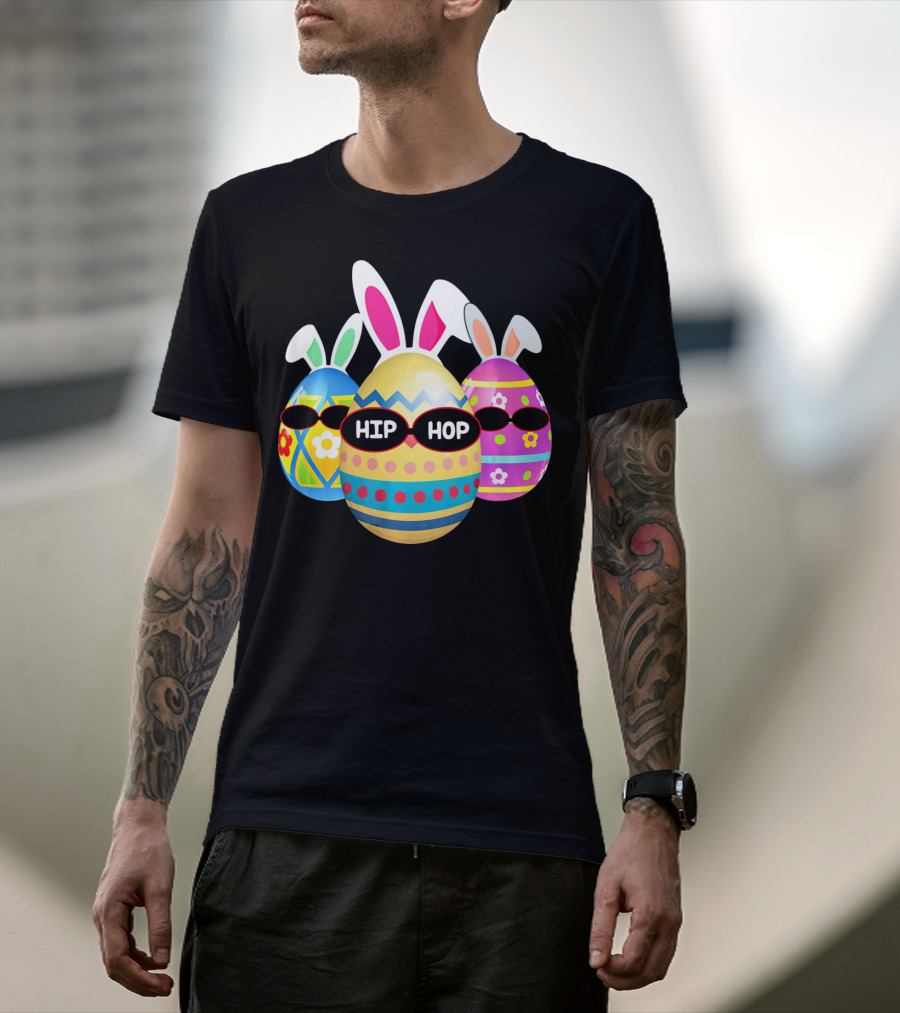 Hip Hop Bunny Eggs With Sunglasses T-Shirt