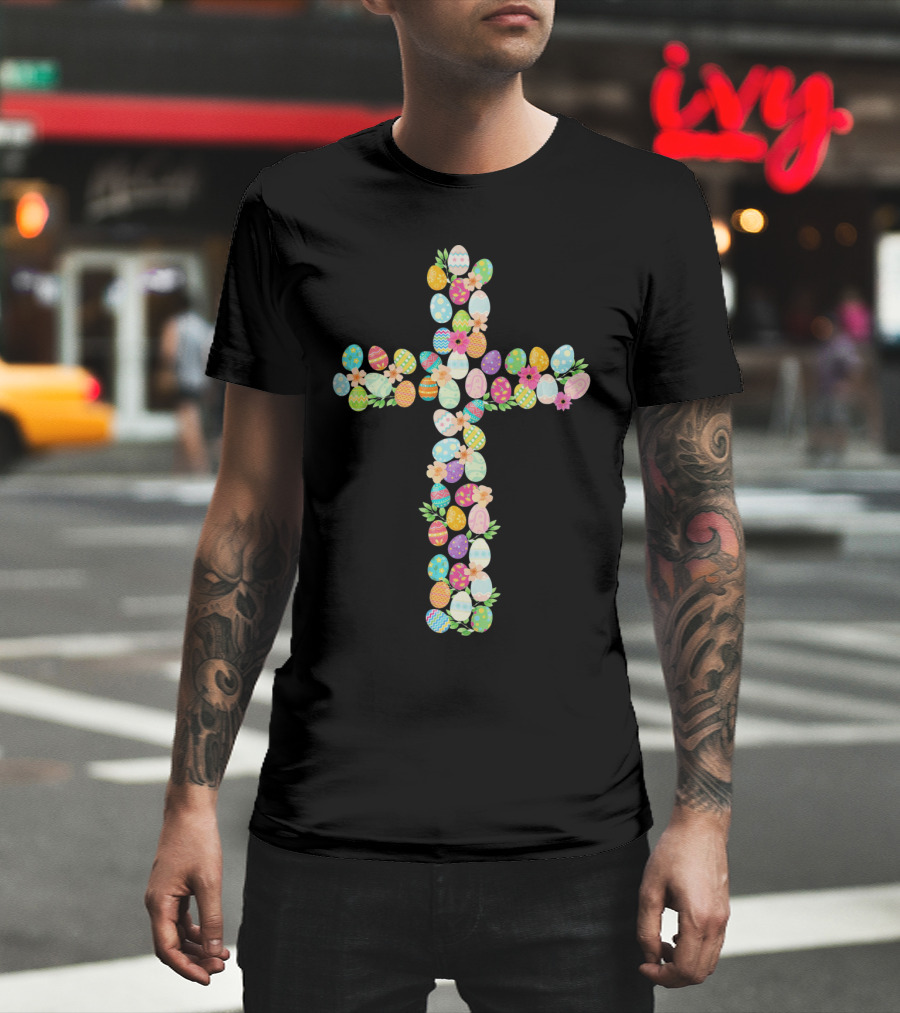 Easter Eggs Cross Christian T-Shirt