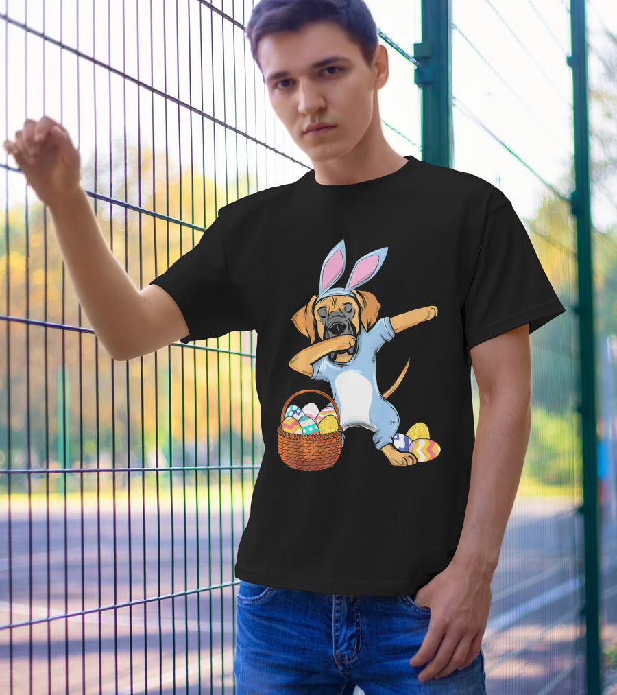 Dabbing Easter Bunny Great Dane With Basket Of Eggs T-Shirt