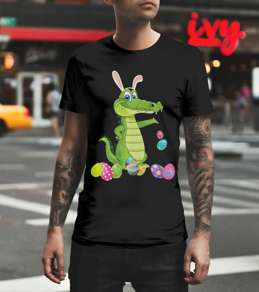 Alligator Bunny Rabbit Hat Easter Eggs T-Shirt