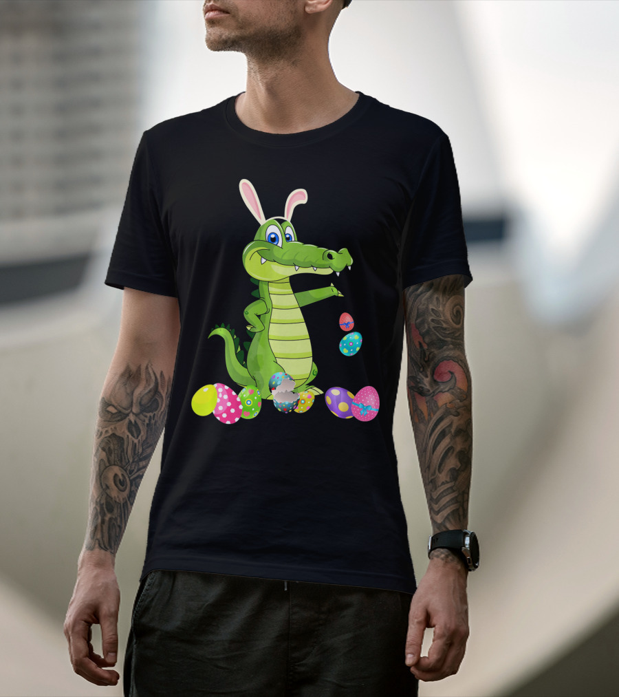 Alligator Bunny Rabbit Hat Easter Eggs T-Shirt