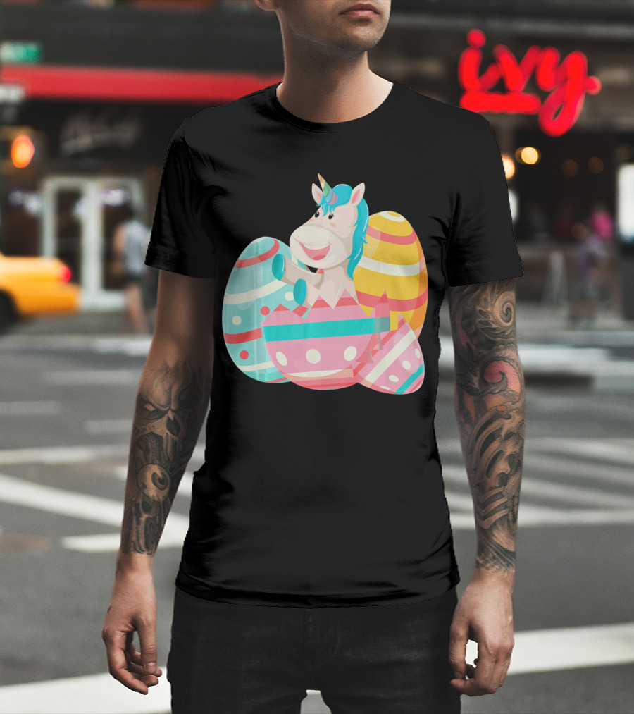 Easter Unicorn With Colorful Easter Eggs T-Shirt