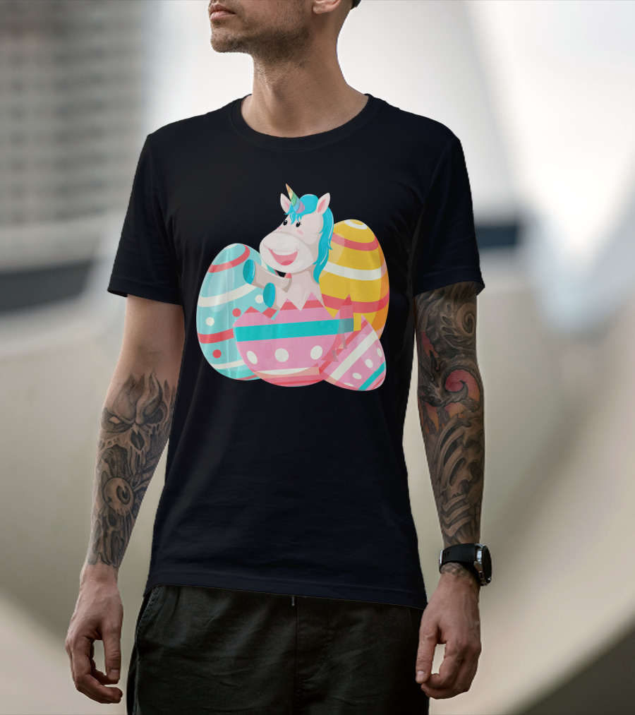 Easter Unicorn With Colorful Easter Eggs T-Shirt