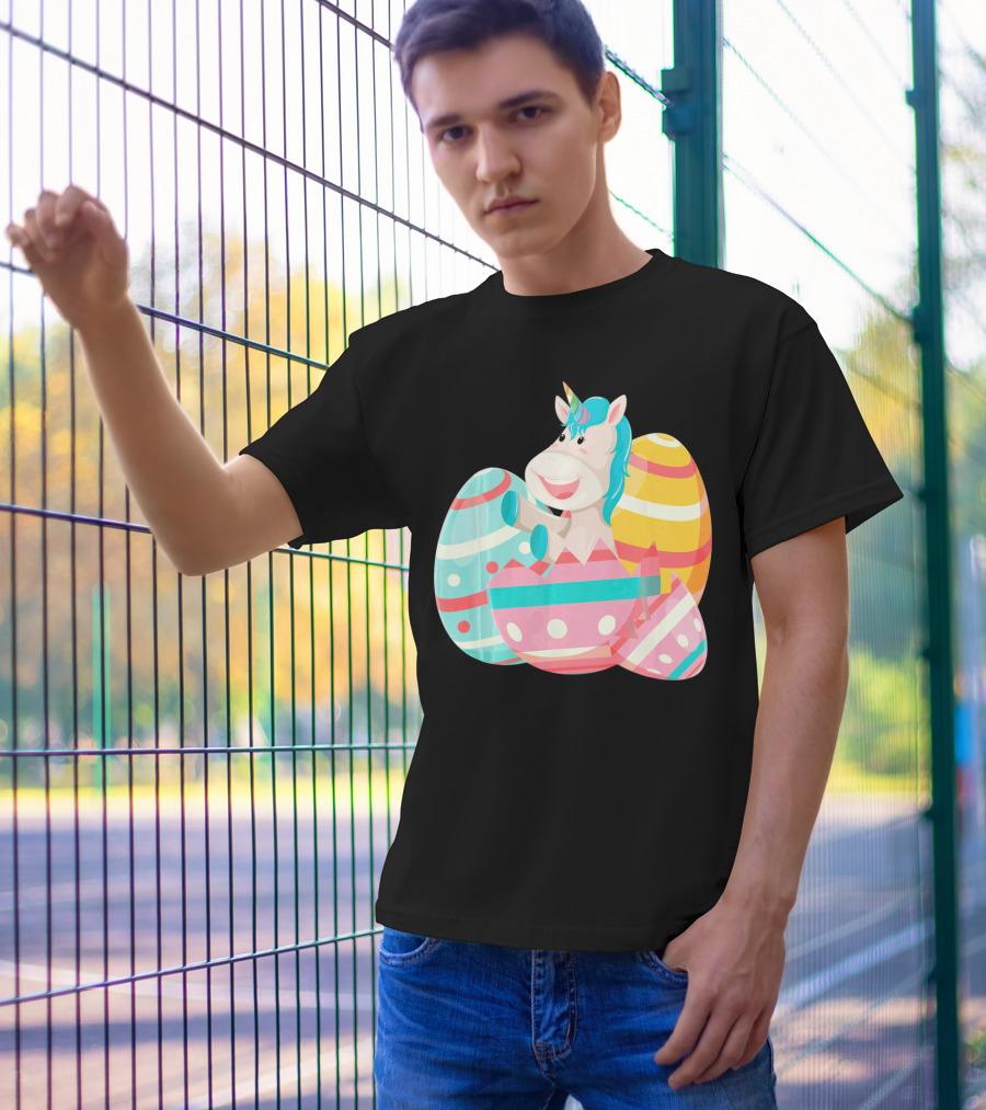 Easter Unicorn With Colorful Easter Eggs T-Shirt