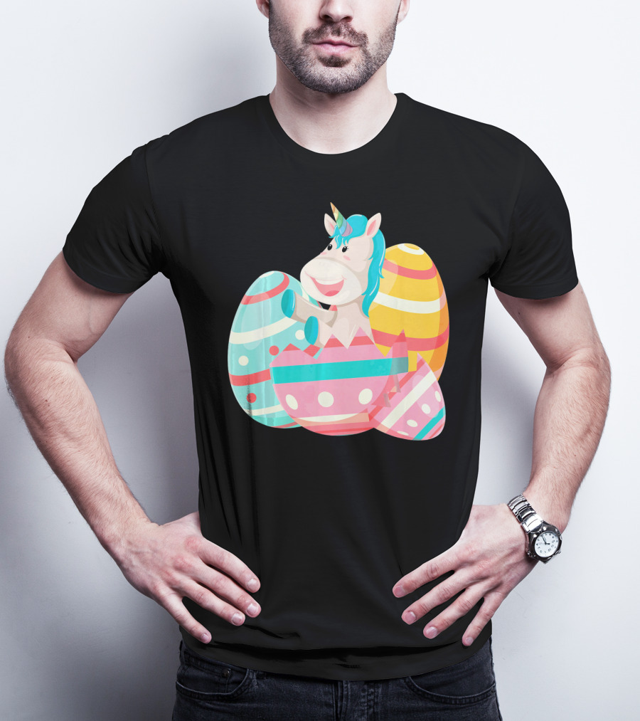 Easter Unicorn With Colorful Easter Eggs T-Shirt
