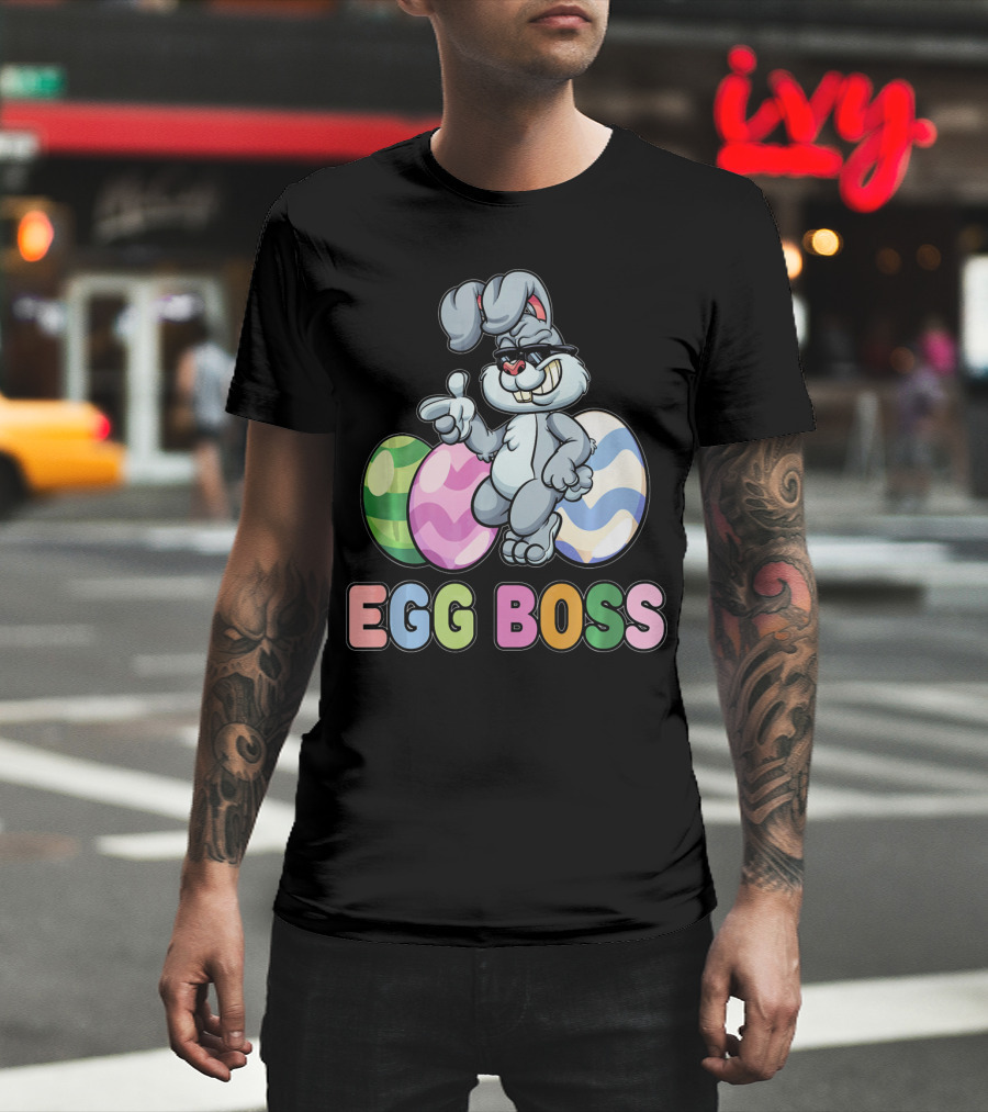 Egg Boss Easter Bunny With Colorful Eggs T-Shirt