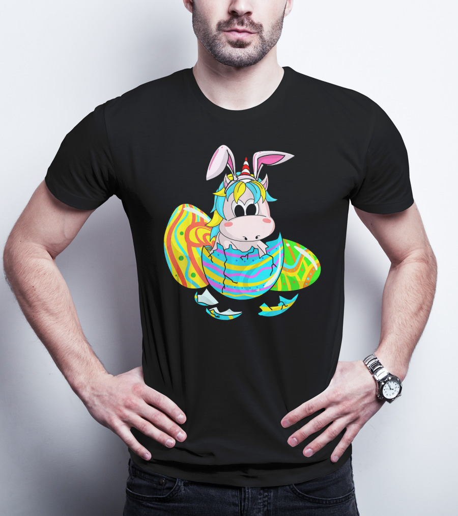 Easter Sunday Unicorn Bunnicorn In Colorful Eggshell T-Shirt