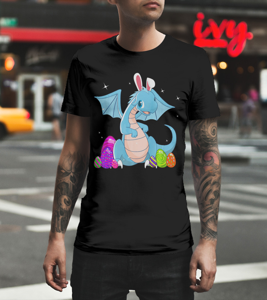 Easter Dragon Bunny Ears With Colorful Eggs T-Shirt