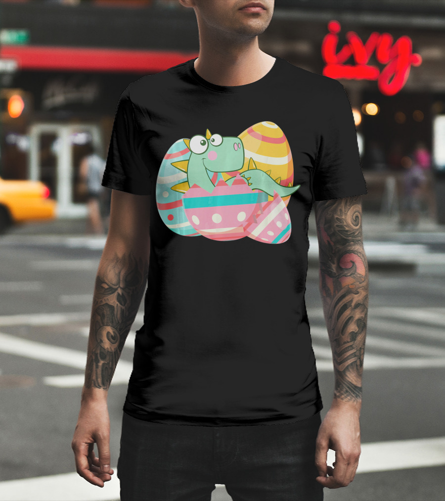 Easter Dino In Colorful Eggs T-Shirt