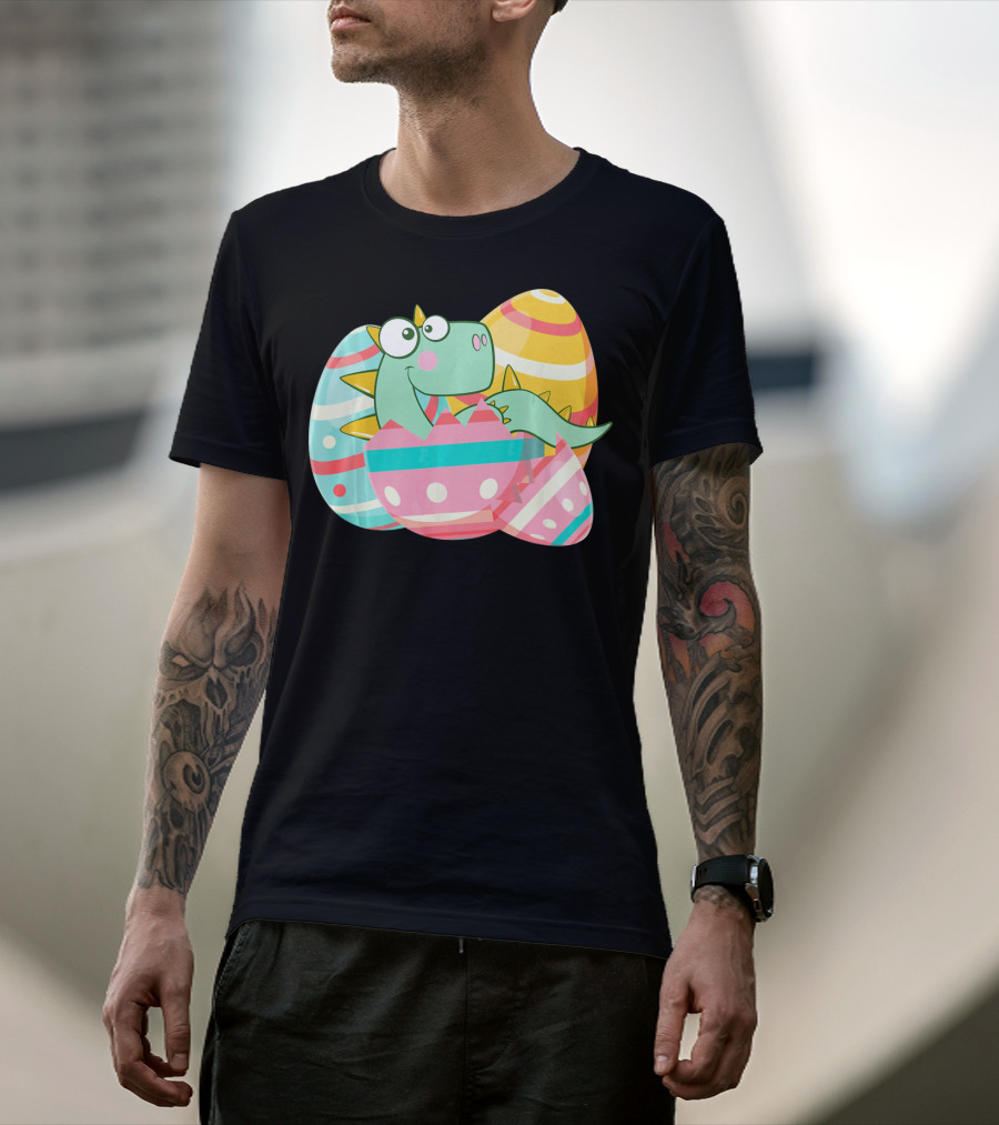 Easter Dino In Colorful Eggs T-Shirt