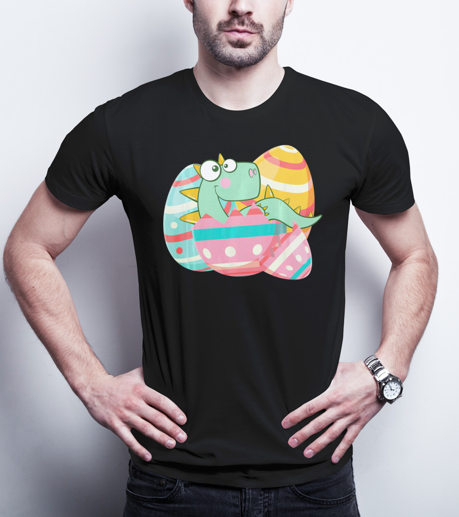 Easter Dino In Colorful Eggs T-Shirt