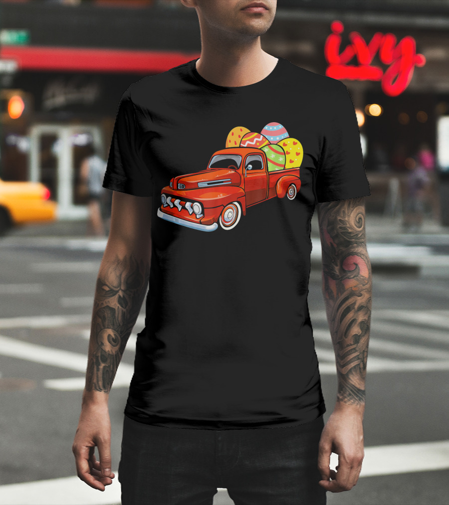 Vintage Easter Egg Pickup Truck With Colorful Eggs T-Shirt