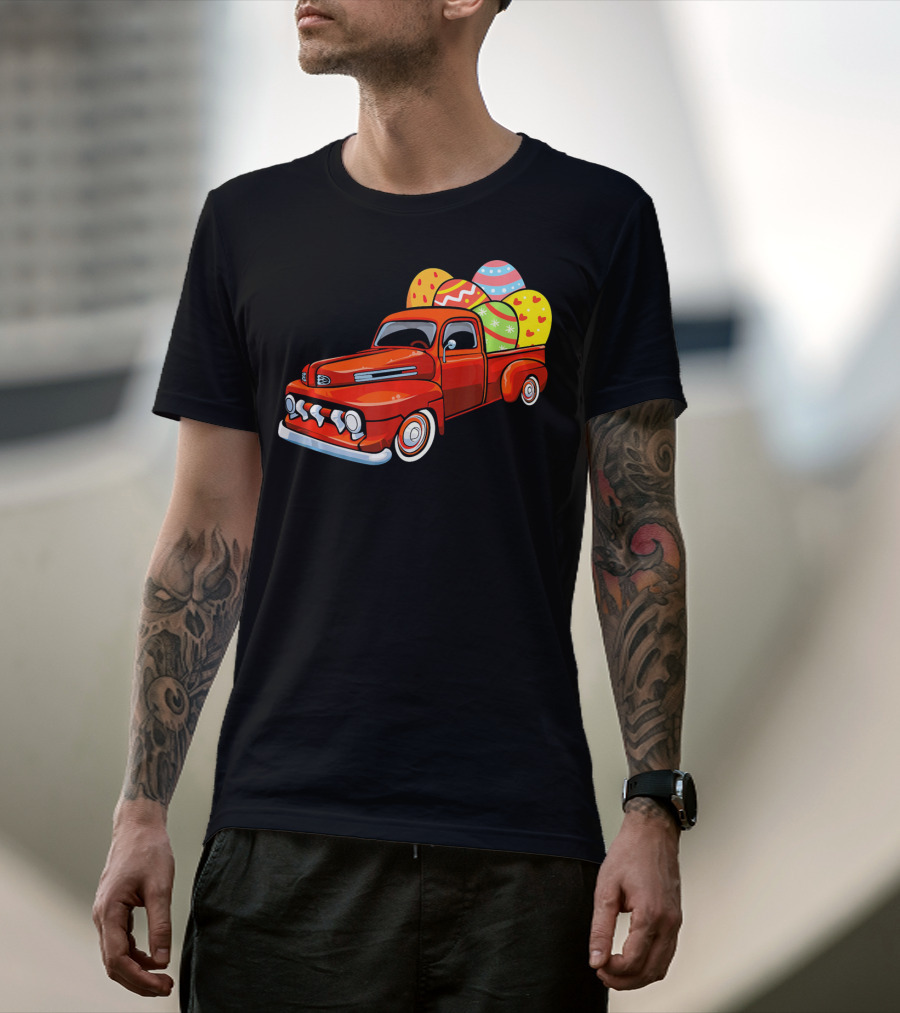 Vintage Easter Egg Pickup Truck With Colorful Eggs T-Shirt