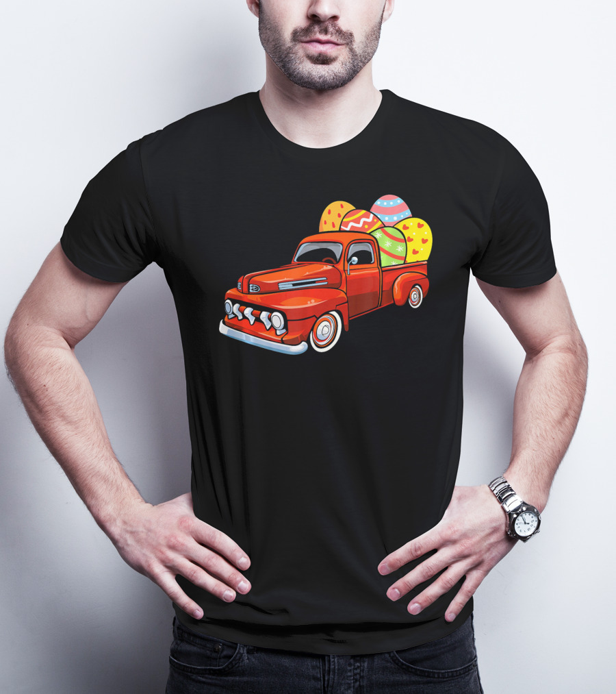 Vintage Easter Egg Pickup Truck With Colorful Eggs T-Shirt