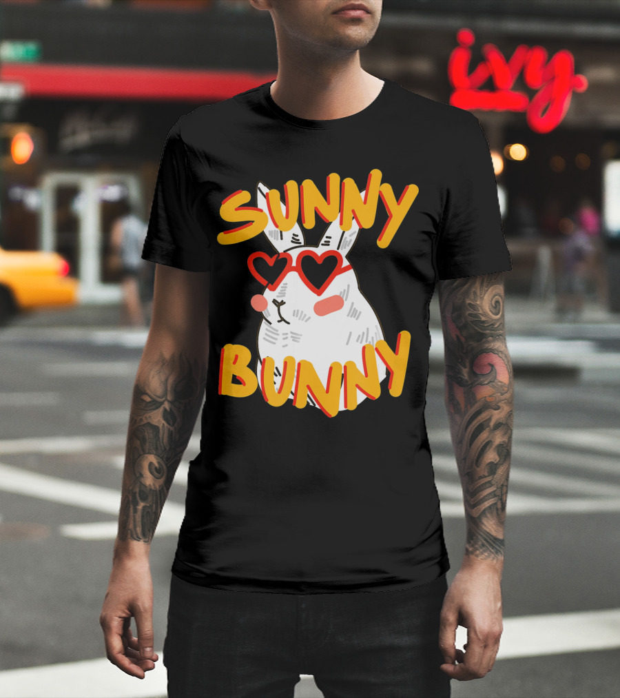 SUNNY BUNNY Cute Happy Easter Heartglass T-Shirt